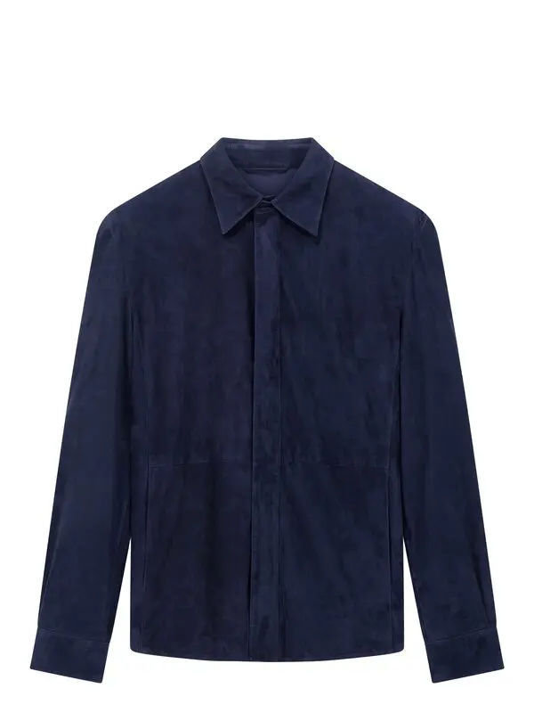 Giorgio Armani Lambskin Suede Shirt Jacket - Navy Blue