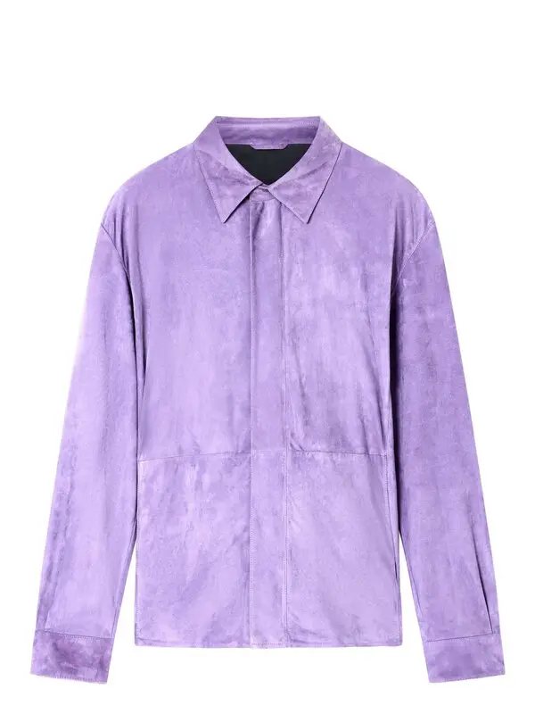 Giorgio Armani Lambskin Suede Shirt Jacket - Purple