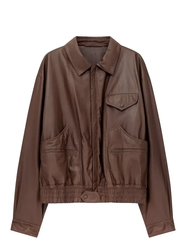 Giorgio Armani Bomber Jacket In Nappa Lambskin - Beige