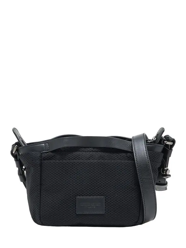 Giorgio Armani Mesh And Leather Crossbody Bag - Black