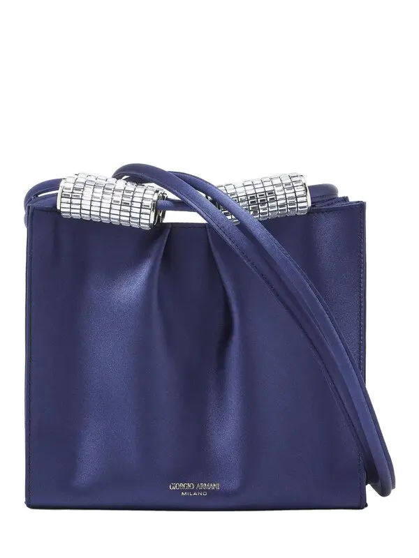 Giorgio Armani Satin Shoulder Bag With Rhinestone Handles - Blue