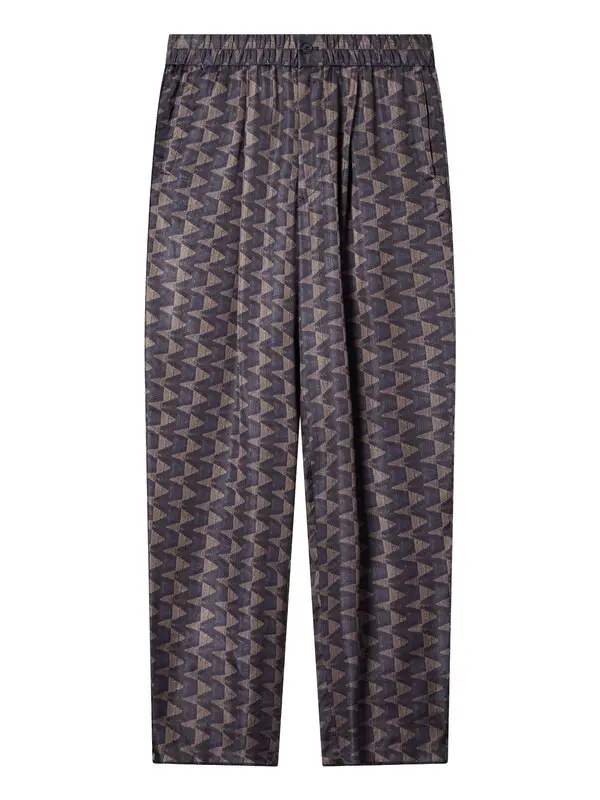 Giorgio Armani Single-pleat Trousers In Geometric-print Cupro Canvas - Patterned
