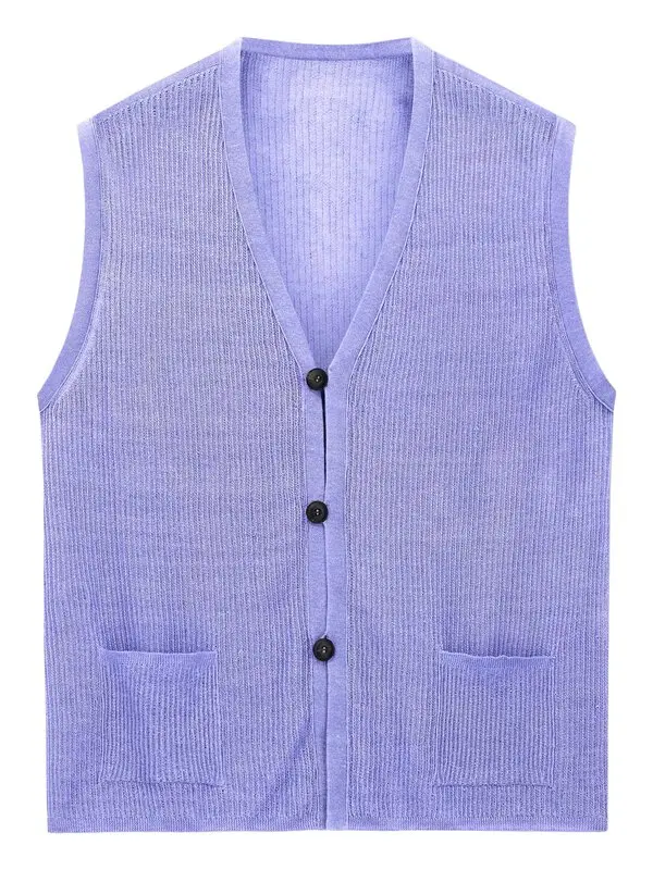 Giorgio Armani Single-breasted Linen Waistcoat - Purple
