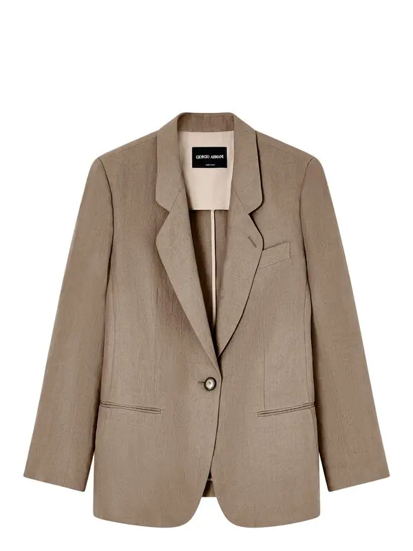 Giorgio Armani Single-breasted Linen Jacket - Brown