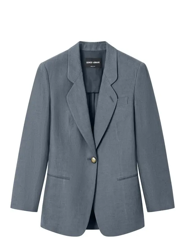 Giorgio Armani Single-breasted Linen Jacket - Grey