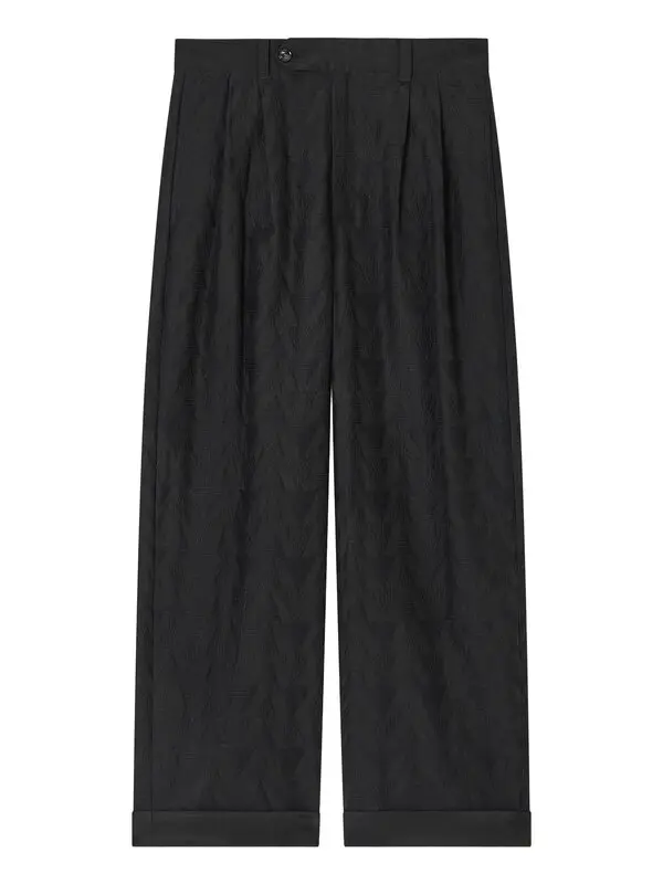 Giorgio Armani Pleated Trousers With Chevron Embroidery - Black