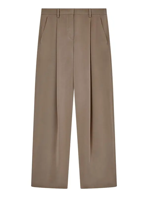Giorgio Armani Single-pleat Silk Crêpe Trousers - Brown