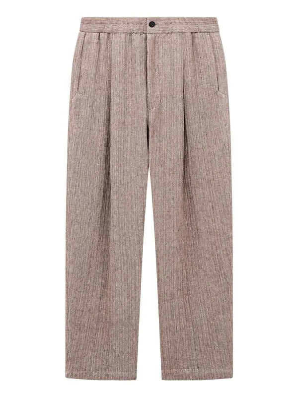 Giorgio Armani Mouliné Linen And Silk Jacquard Trousers - Beige