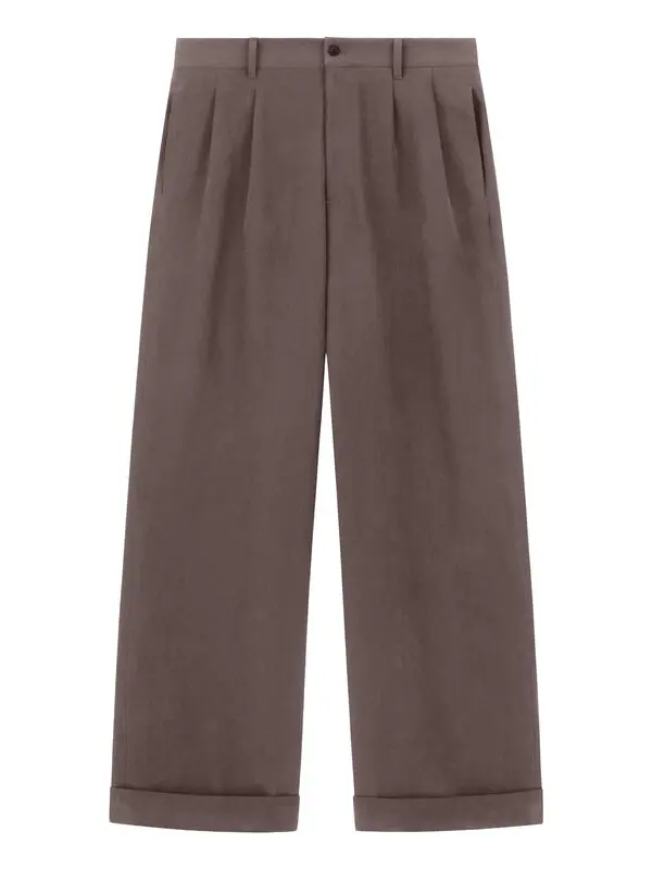 Giorgio Armani Double-pleat Hemp Trousers - Brown