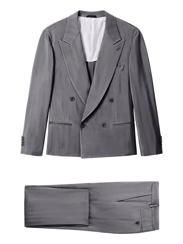 Giorgio Armani Double-breasted Viscose Suit - Grey