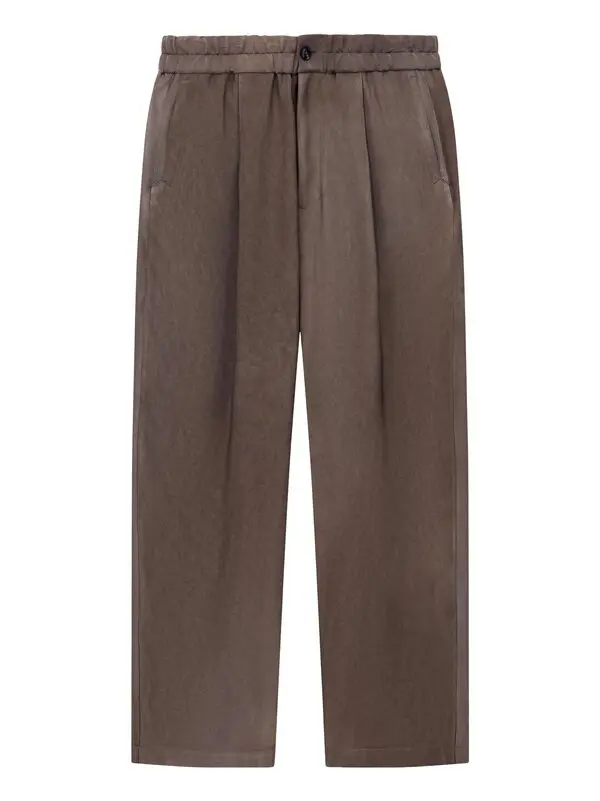 Giorgio Armani Single-pleat Iridescent Viscose Trousers - Brown
