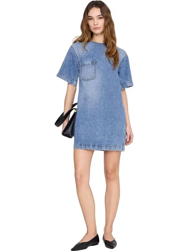 ANINE BING Tulah Mini Denim Dress - Tidal Blue