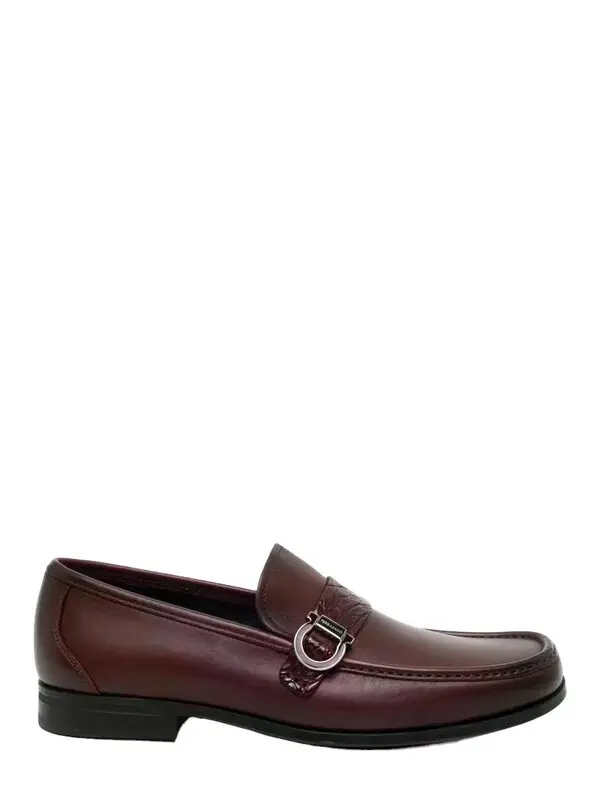 FERRAGAMO Gancini Leather Loafers - Red