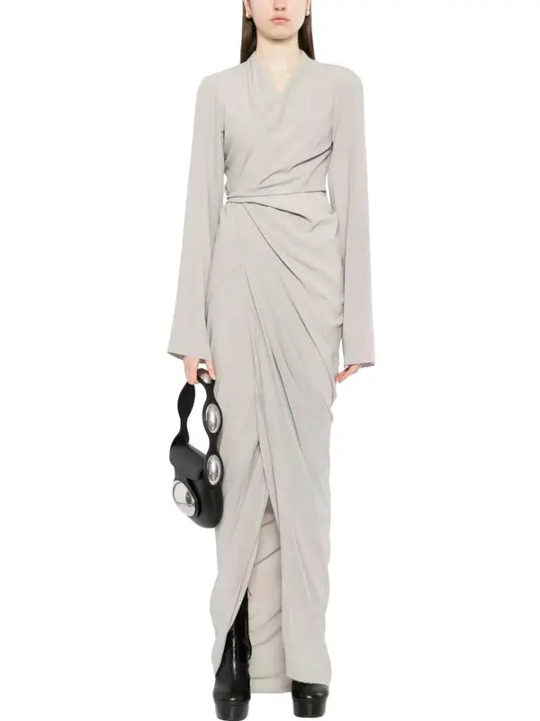 Rick Owens Wrap Draped Maxi Dress - Grey
