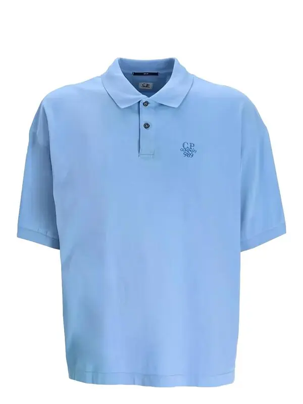 C.P. COMPANY Logo-embroidered Polo Shirt - Blue
