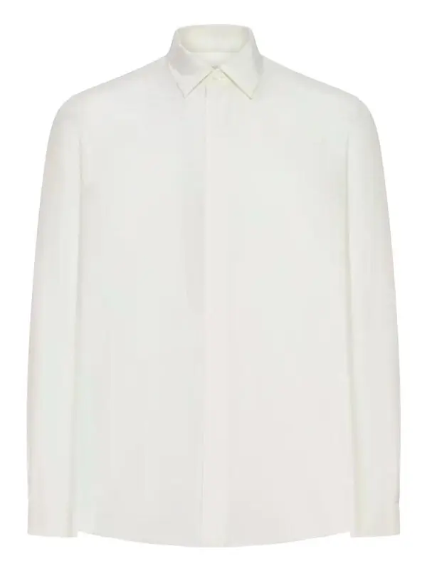 LARDINI Hidden Buttoning Silk Shirt - White