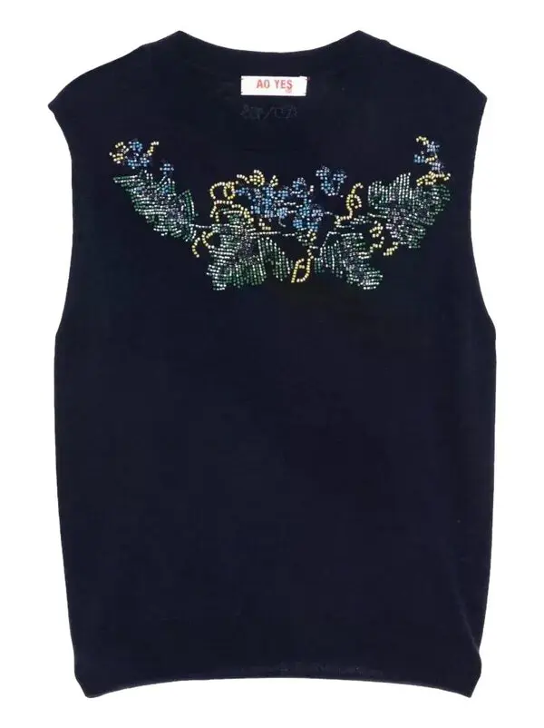AO YES Beaded Knit Vest - Blue