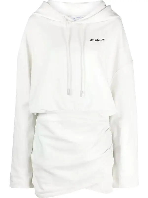 Off-White Hoodie Mini Dress - White