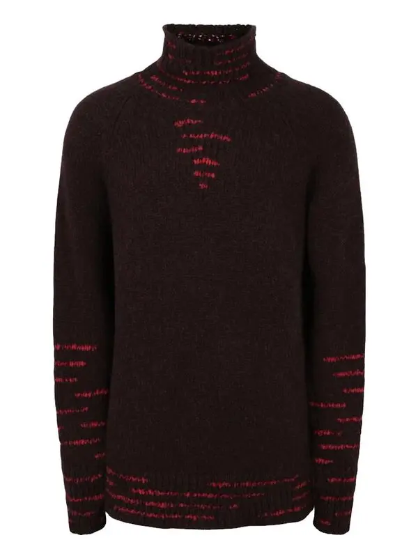 FERRAGAMO Ribbon Stitched Sweater - Dark Brown