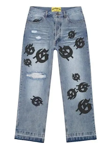 GODSPEED Scattered Gs Logo Denim Pant - Blue Wash