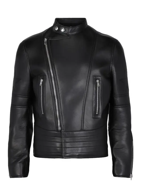 Givenchy Star Patch Leather Moto Jacket - Black