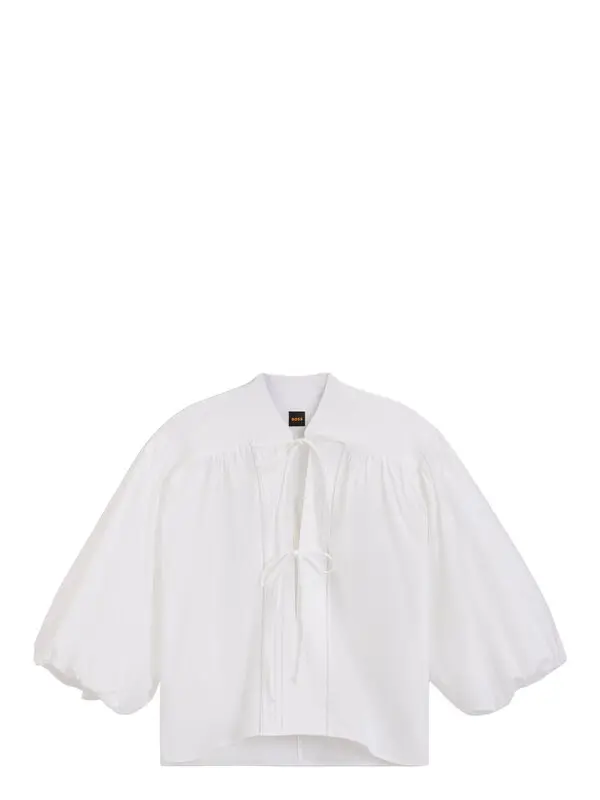 BOSS Cotton Poplin Blouse - White