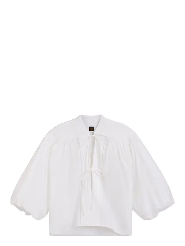 BOSS Cotton Poplin Blouse - White