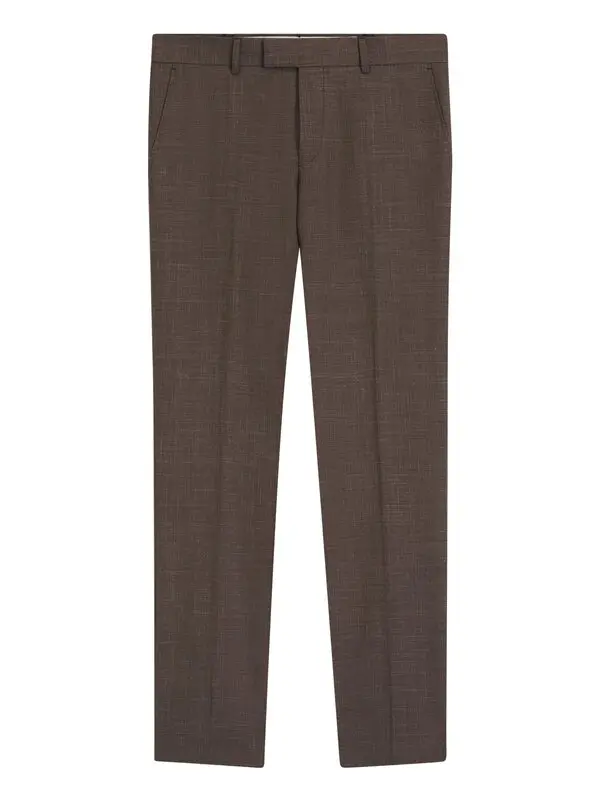 BOSS Slim-fit Trousers In Virgin Wool, Silk, And Linen - Dark Brown