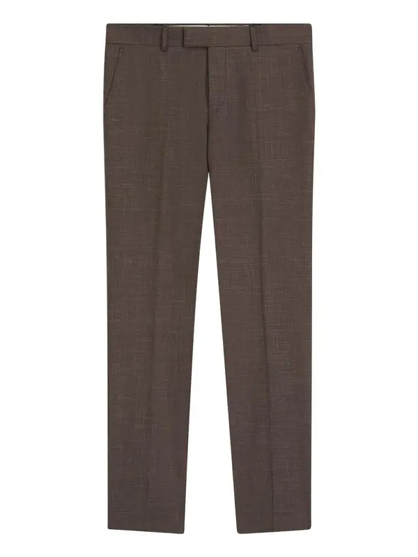 BOSS Slim-fit Trousers In Virgin Wool, Silk, And Linen - Dark Brown