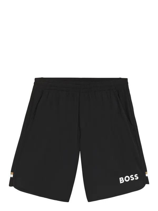 BOSS Stretch-jersey Logo Shorts With Drawstring - Black