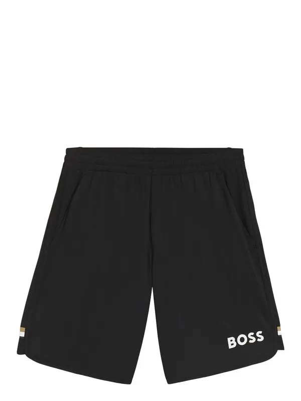 BOSS Stretch-jersey Logo Shorts With Drawstring - Black