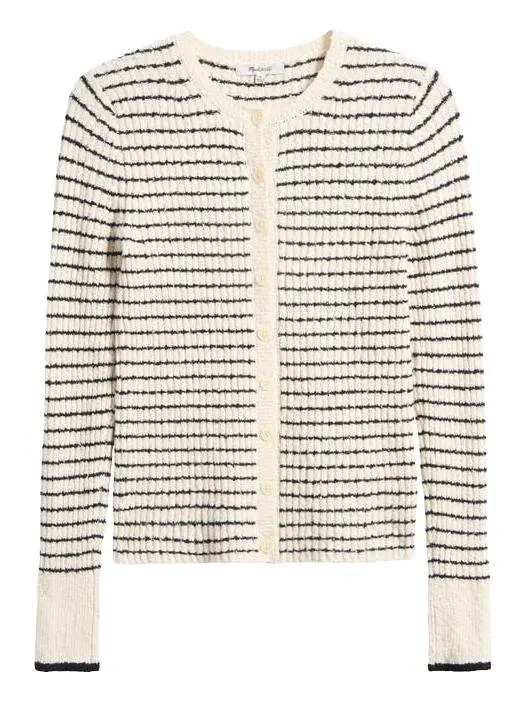 Madewell Striped Bouclé Knit Cardigan - Ivory And Black Stripe