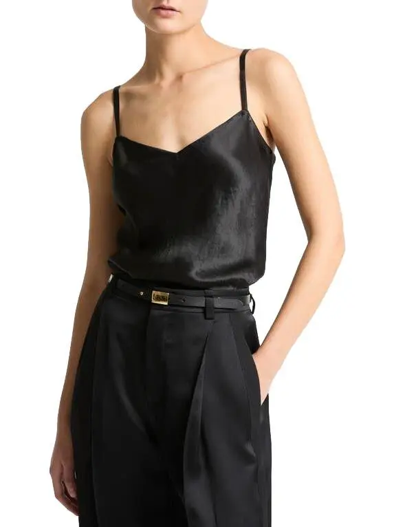 Vince Crinkle Satin Camisole - Black