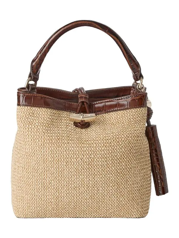 Brahmin Mini Amelia Embossed Bucket Bag - Pecan