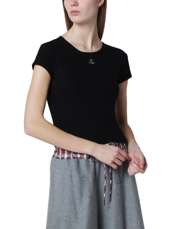 VIVIENNE WESTWOOD Cropped T-shirt With Orb Logo - Black