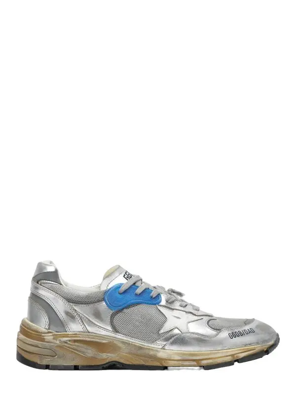 GOLDEN GOOSE Dad-star Sneaker In Laminated Leather And Mesh - Metal
