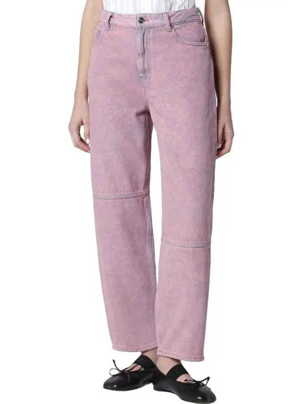 GANNI Starry Washed Denim Jeans - Pink