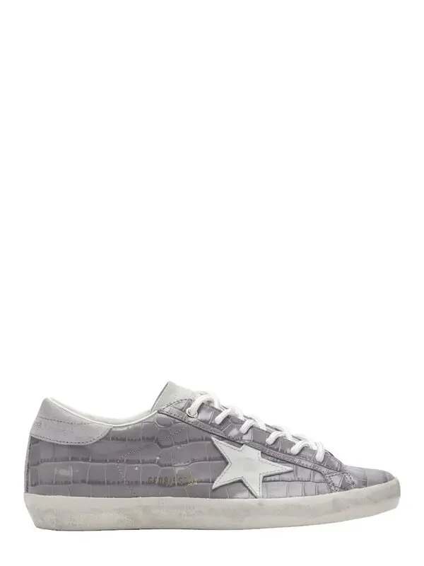 GOLDEN GOOSE Super-star Crocodile-effect Leather Sneakers - Purple