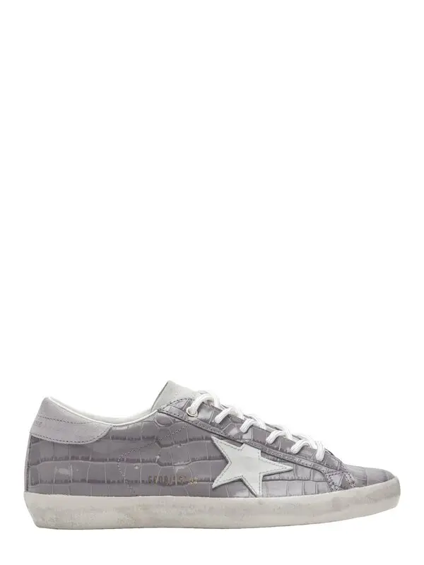 GOLDEN GOOSE Super-star Crocodile-effect Leather Sneakers - Purple