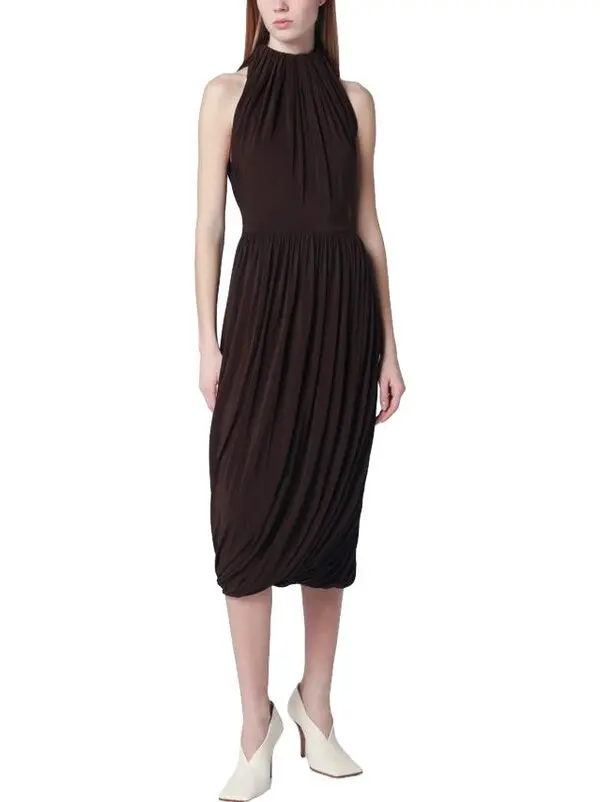 Alaïa Twisted Jersey Midi Dress - Brown