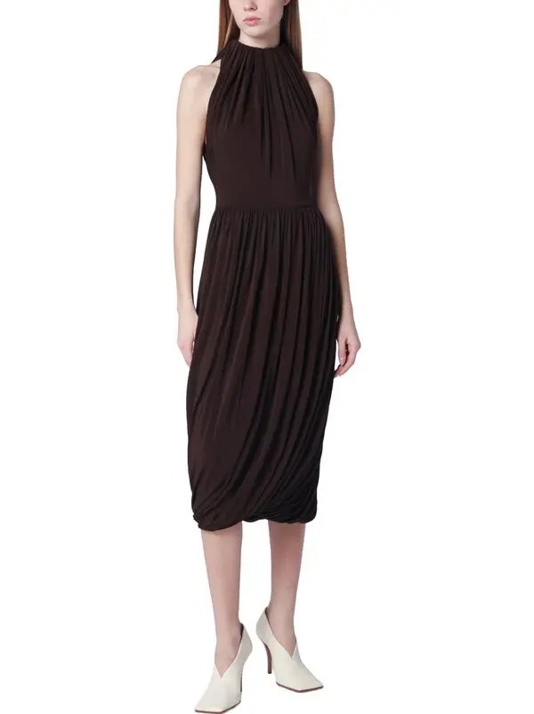 Alaïa Twisted Jersey Midi Dress - Brown
