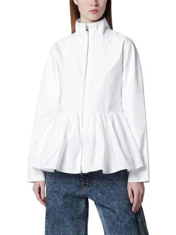 Alaïa Cotton Poplin Peplum Jacket - White