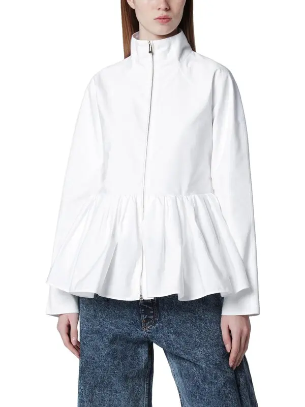 Alaïa Cotton Poplin Peplum Jacket - White