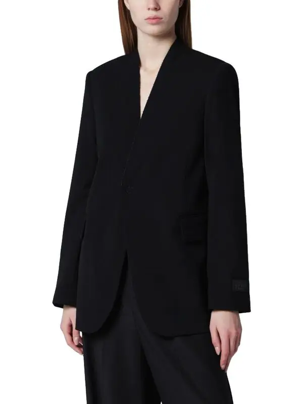 MAISON MARGIELA Collarless Wool-blend Blazer - Black