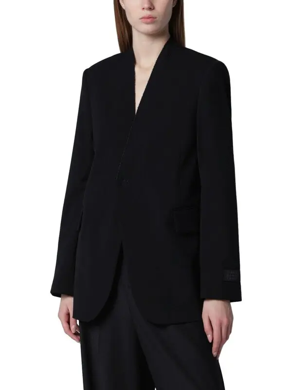 MAISON MARGIELA Collarless Single-breasted Blazer - Black