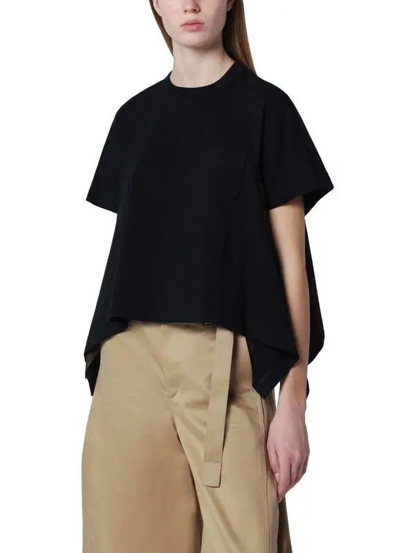 Sacai Draped-hem T-shirt - Blue