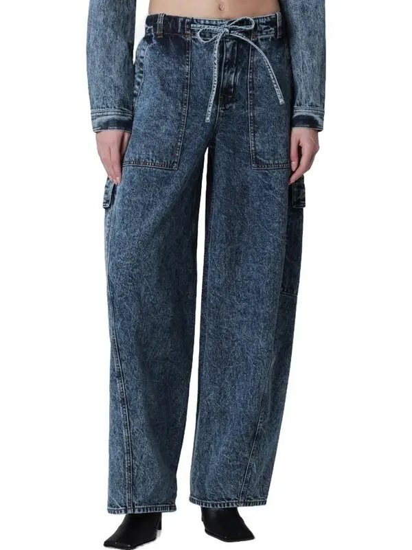 Alaïa Washed Denim Cargo Trousers - Blue