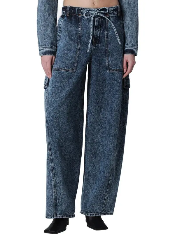 Alaïa Washed Denim Cargo Trousers - Blue