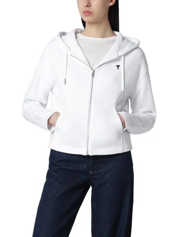 Ami De Coeur Zip-up Hoodie - White
