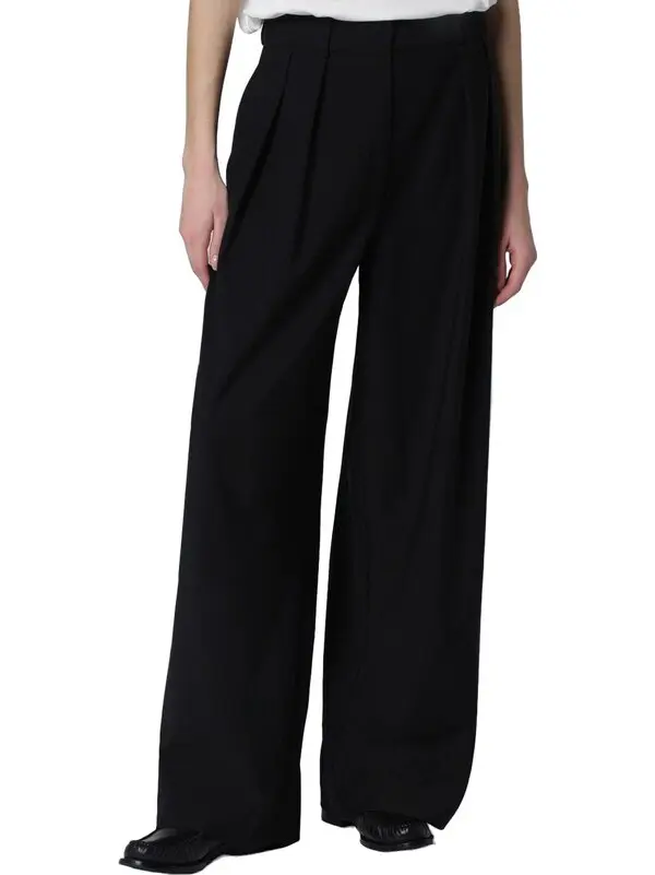 THE FRANKIE SHOP Wide-leg Wool-blend Trousers - Black